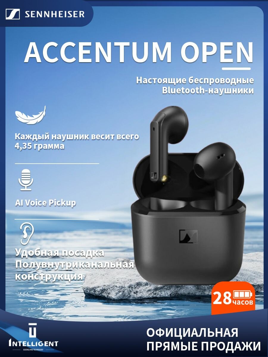 Открытые беспроводные наушники Sennheiser Accentum с микрофоном, Bluetooth, USB Type-C