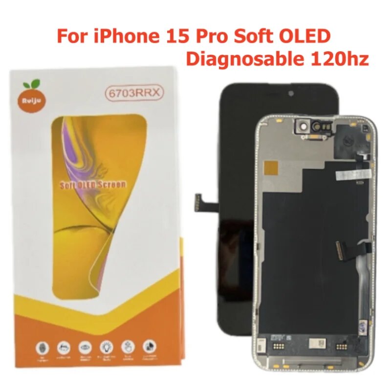 Мягкий OLED-дисплей с функцией диагностики для iPhone 15 Pro Max, 15 Pro, 14 Pro 15Pro Soft 120hz