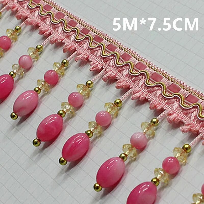 7.5CM*5M Декоративный бордюр для штор с бисером и кристаллами европейский стиль фри имитация нефрита