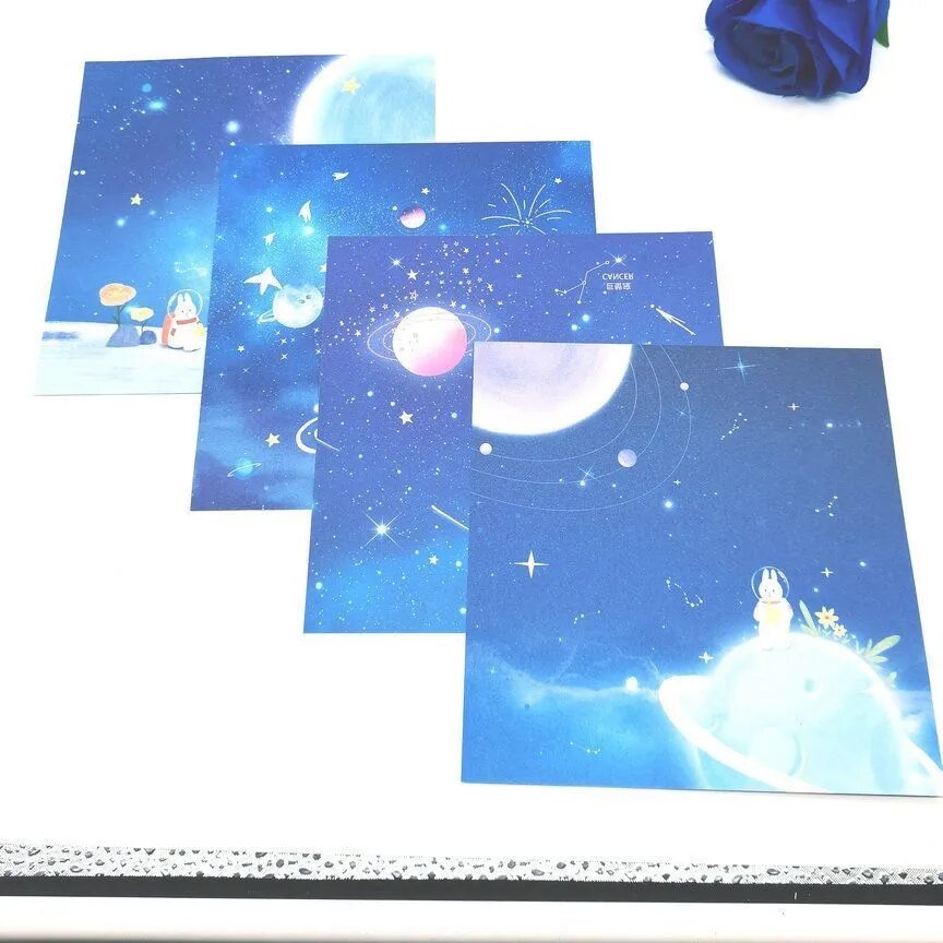 Бумага для рисования для оригами, набор 48 листов, синяя, для творчества