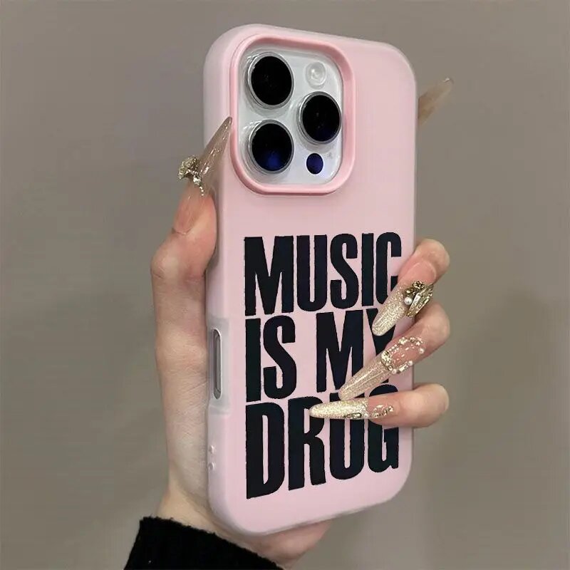 Чехол для телефона с надписью «Музыка — моя наркотическая iPhone 11 Про, Розовый, Light Pink