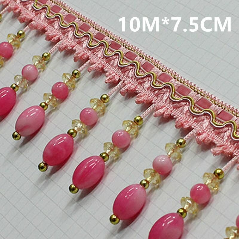 7.5CM*10M Декоративный бордюр для штор с бисером и кристаллами европейский стиль фри имитация нефрита