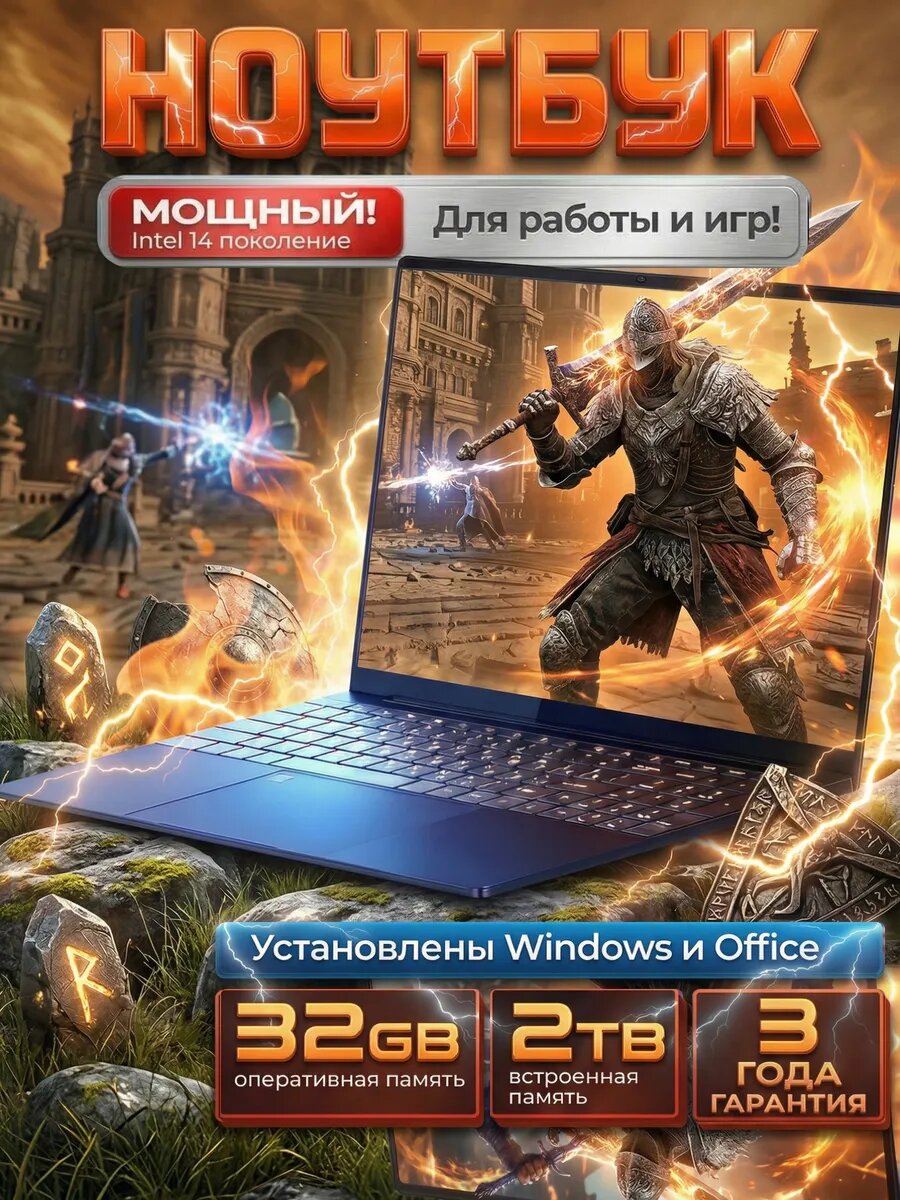 Ноутбук Intel Core i9-14900HX, 32GB RAM, 2048GB SSD, 2026 + Windows, Office