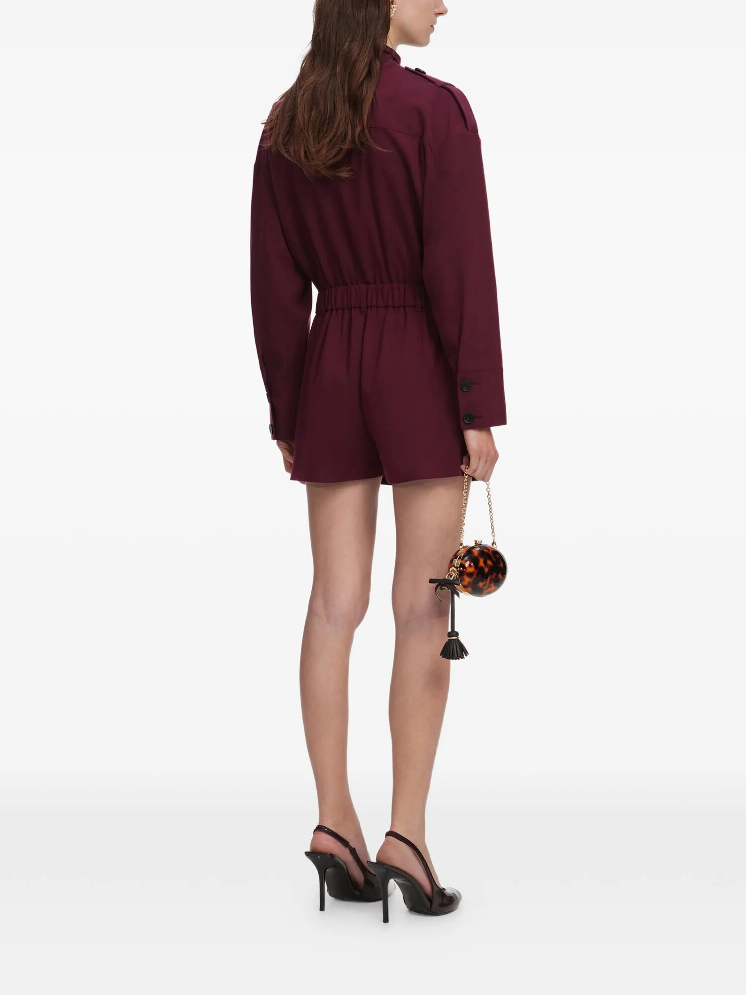 Комбинезон Self-Portrait Tie-neck elasticated-waist mini playsuit, размер 8, red — фото 1