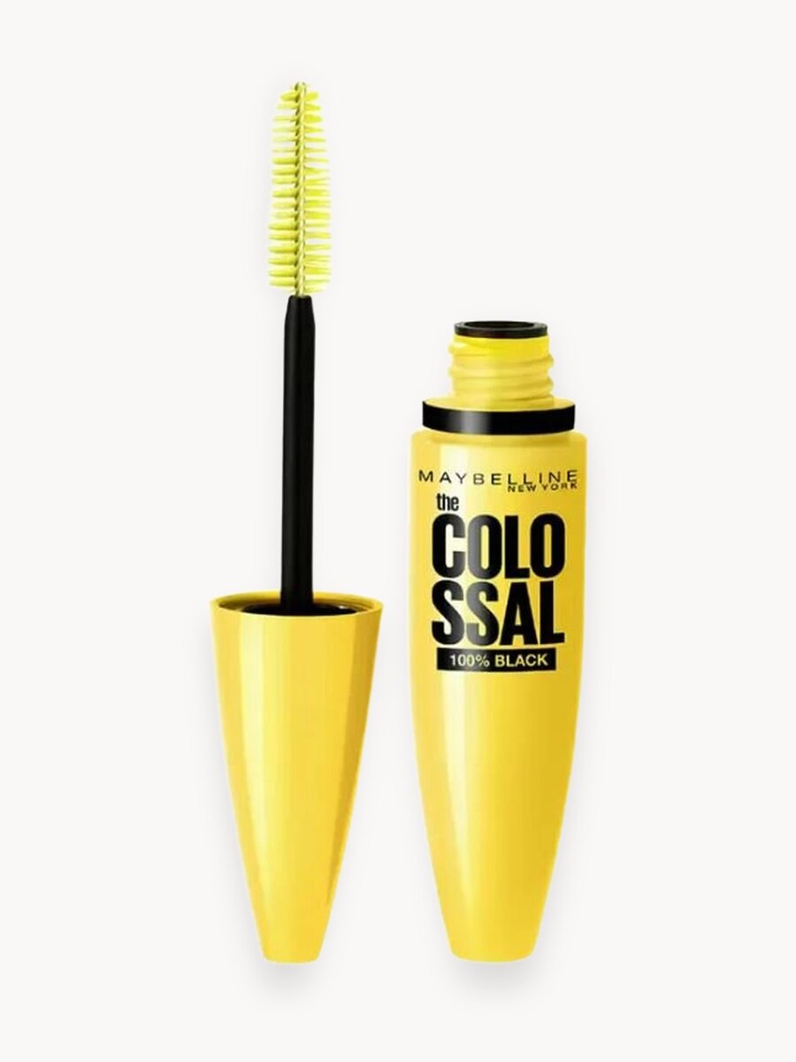 Maybelline New York Тушь для ресниц Colossal 100%, черная объемная, цвет Black Черный, 10 мл