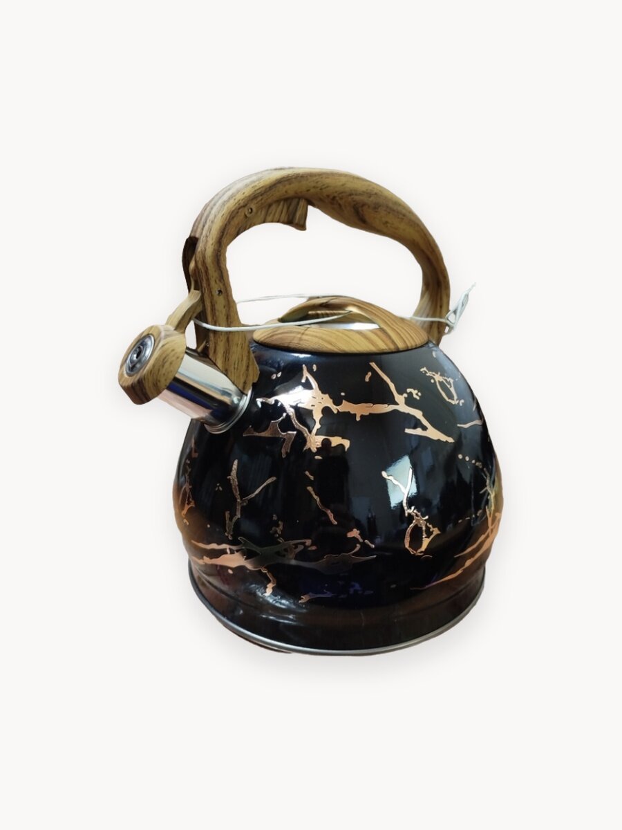 Чайник со свистком 3,0 л Vicalina vl-9725 черный с медным декором