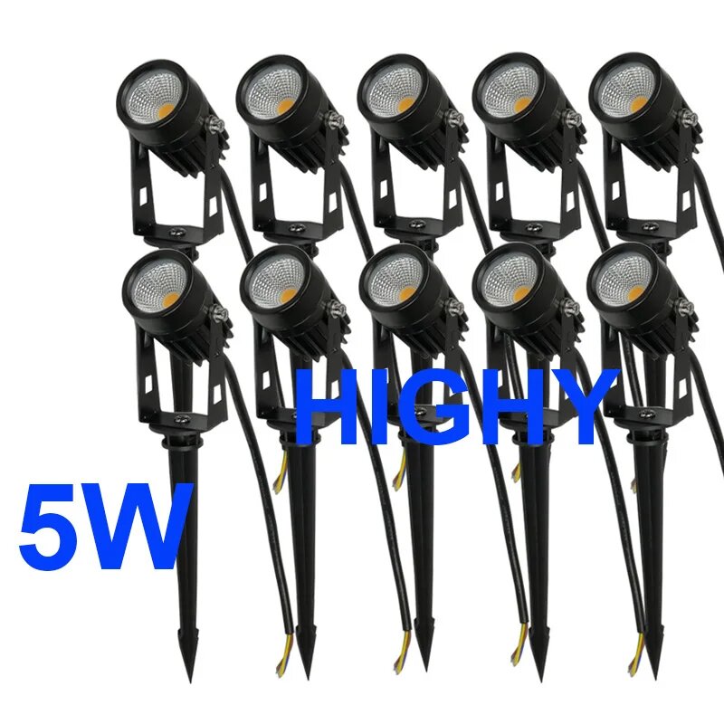 10 шт. Светодиодные садовые светильники HIGHY 3W 5W для spike COB 10PCS 5W, 4000K, 110V220V230V
