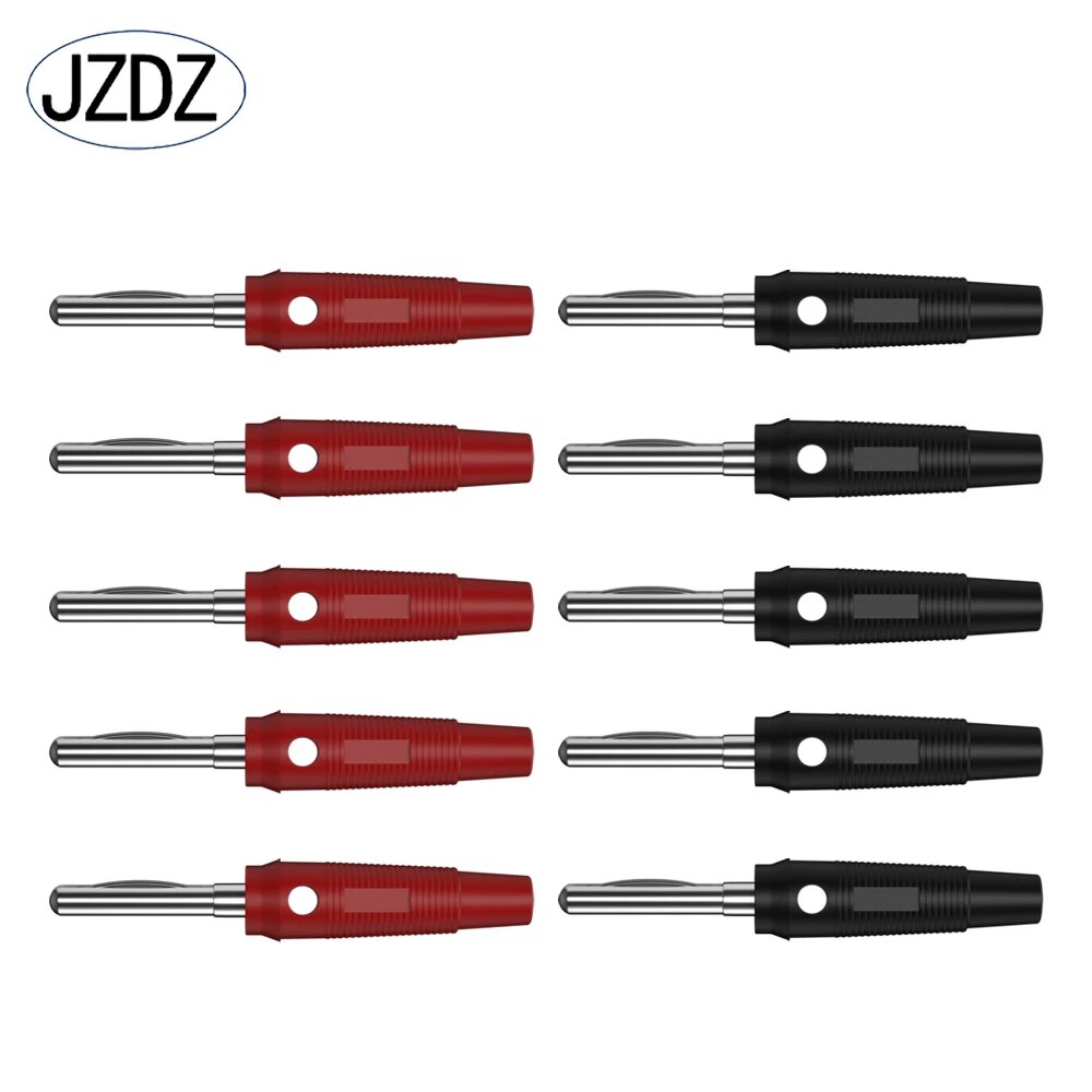 Банановые штекеры JZDZ 4 мм, красный/черный, 10 шт