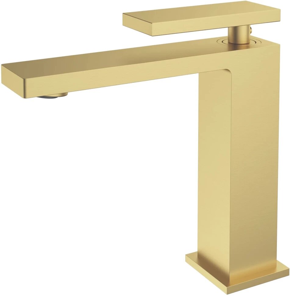 Смеситель для раковины Vincea Dice VBF-2DS1BG без донного клапана, золотой матовый