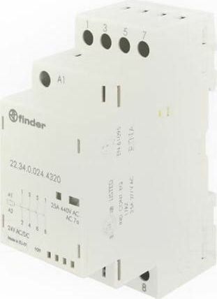 Контактор FINDER 22.34.0.024.4320 4-полюсный установочный 25А 24ВAC 24ВDC NO x4 DIN 1 шт