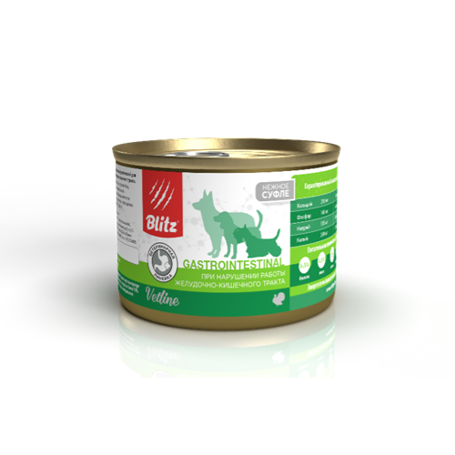 Влажный корм для собак Blitz Gastrointestinal при нарушении работы желудочно-кишечного тракта - 200 г х 12 шт