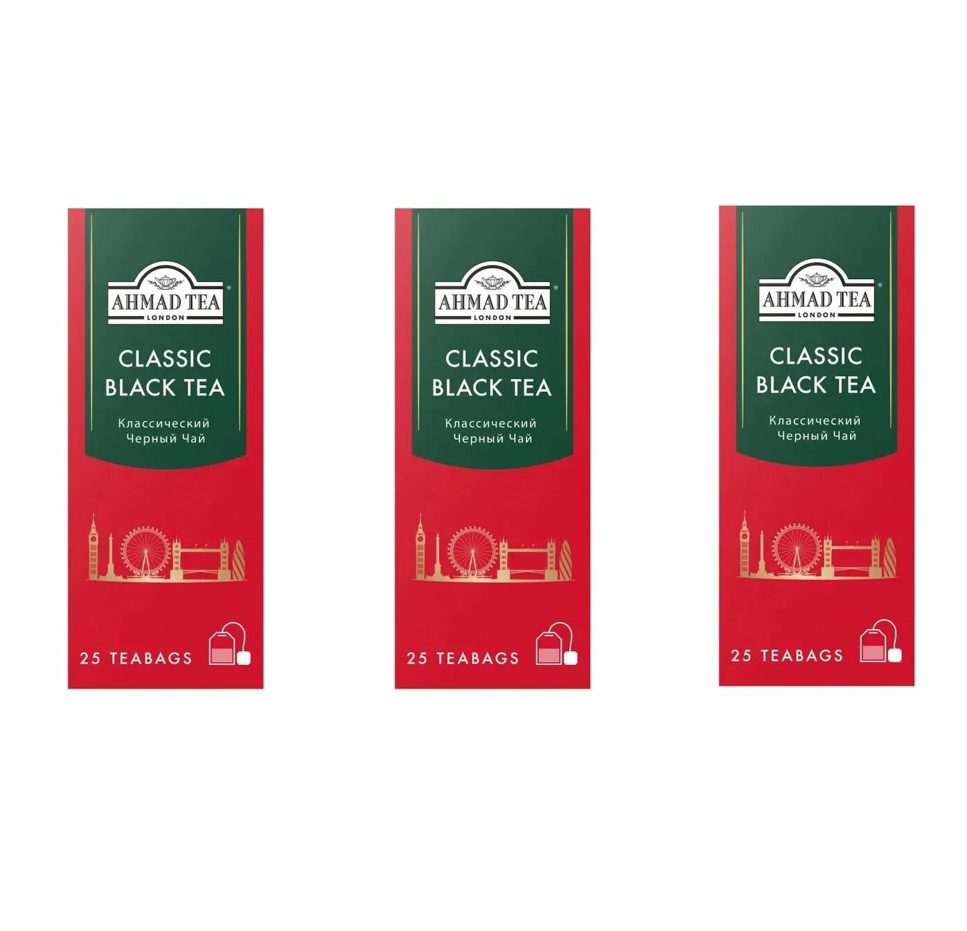 Ahmad Tea Чай в пакетиках, Класический, 25 пакетиков, 3 уп