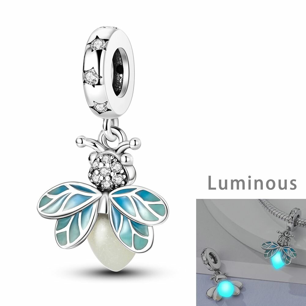 Серебряный кулон светлячок для браслета или цепочки, стильный аксессуар для DIY украшений, оригинальный подарок на день рождения и Новый год