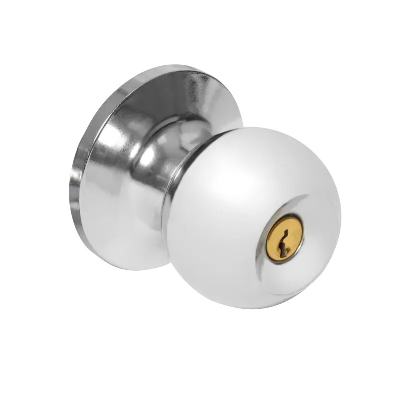 Ручка-кноб Фабрика замков 6073, ключ/фиксатор, цвет хром