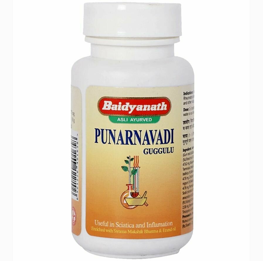 Пунарнавади Гуггул тоник для почек, при простатите, уретрите, подагре, цистите. Punarnavadi Guggulu Baidyanath 160 шт.