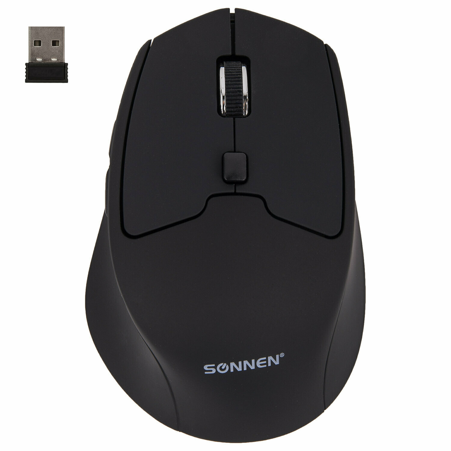 Мышь беспроводная SONNEN V33, USB, 800/1200/1600 dpi, 6 кнопок, оптическая, черная, SOFT TOUCH, комплект из 2 шт, 513517