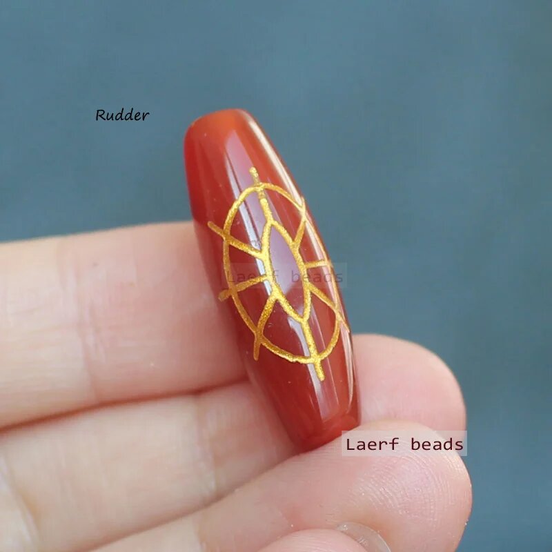 Красные агатовые бусины Дзи Laerf Beads, цвет Rudder