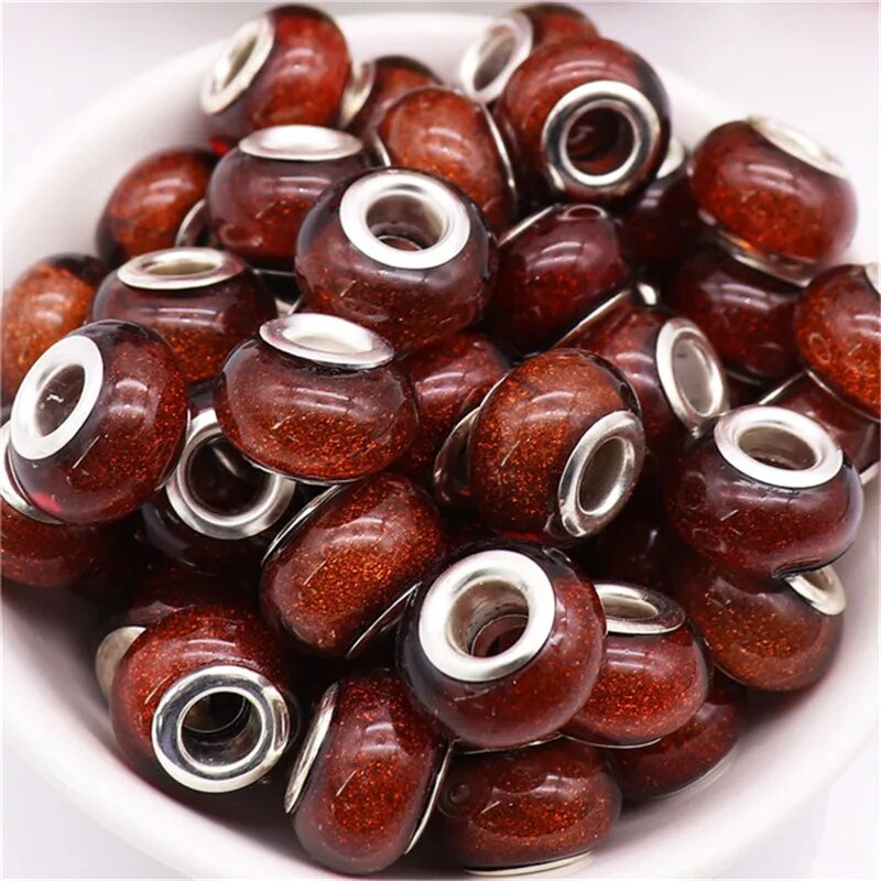 Бусины из смолы, коричневые с глиттером, 10 шт.