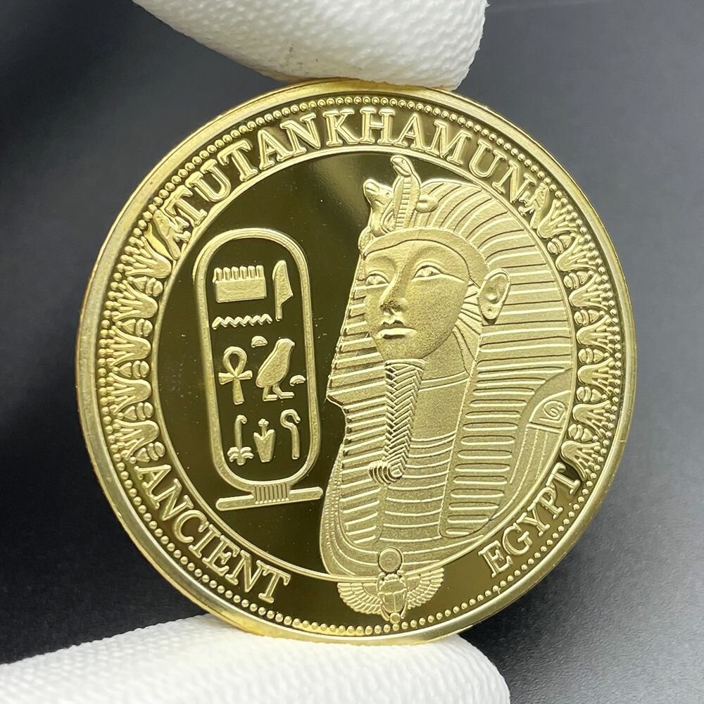 Монеты египетского фараона Тутанхамона, металлический сплав, золотистые, 40x40 мм