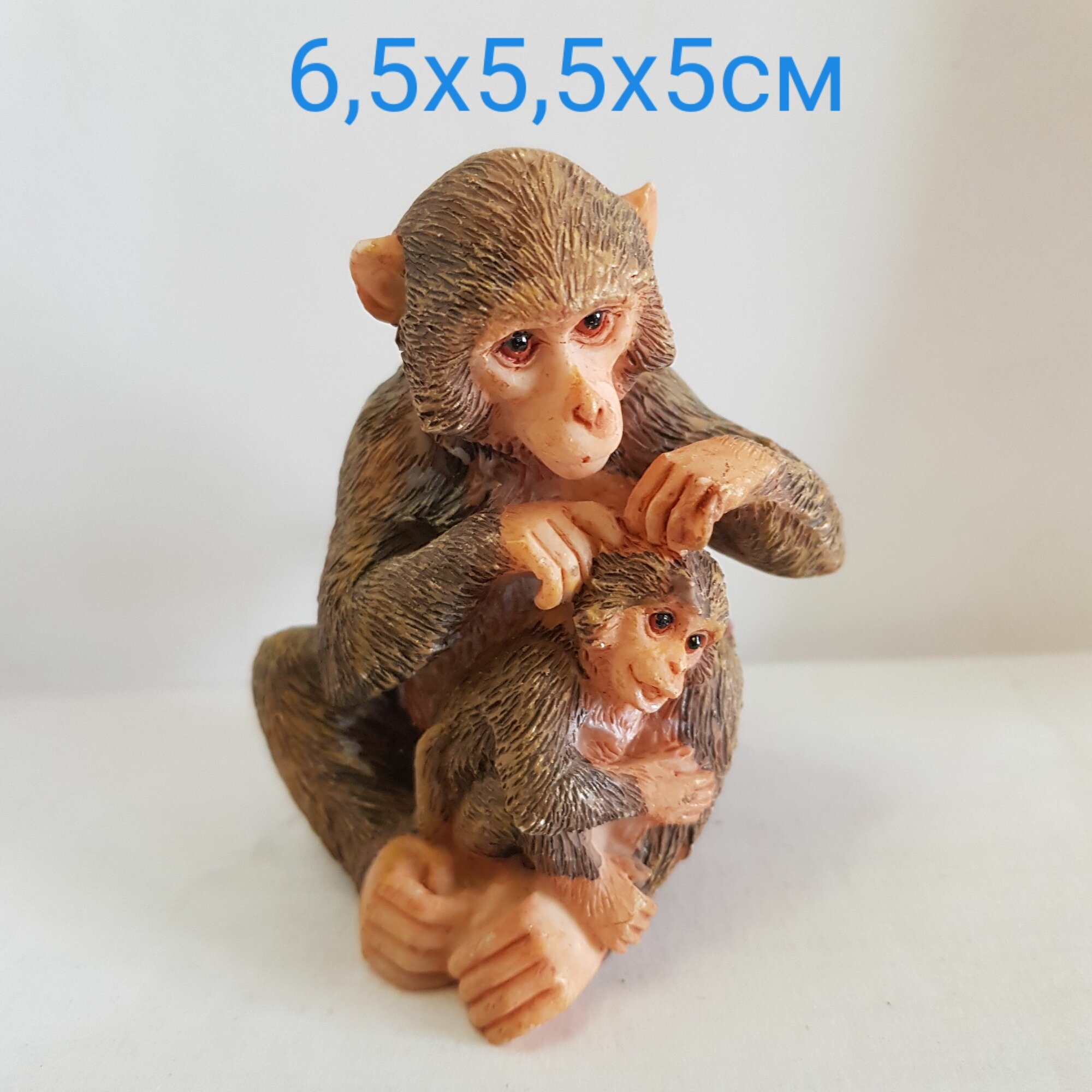 Фигурка декоративная "Обезьяна с детёнышем" 6,5х5,5х5см, полистоун, 5779