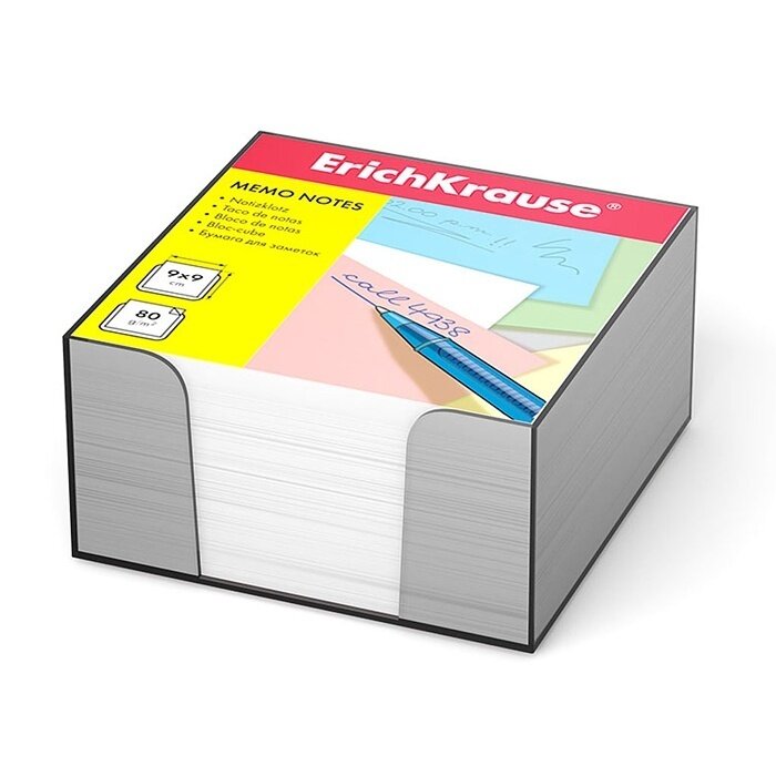 Блок для заметок Erich Krause 90x90x50 мм, белый, в пластиковой подставке (2716)