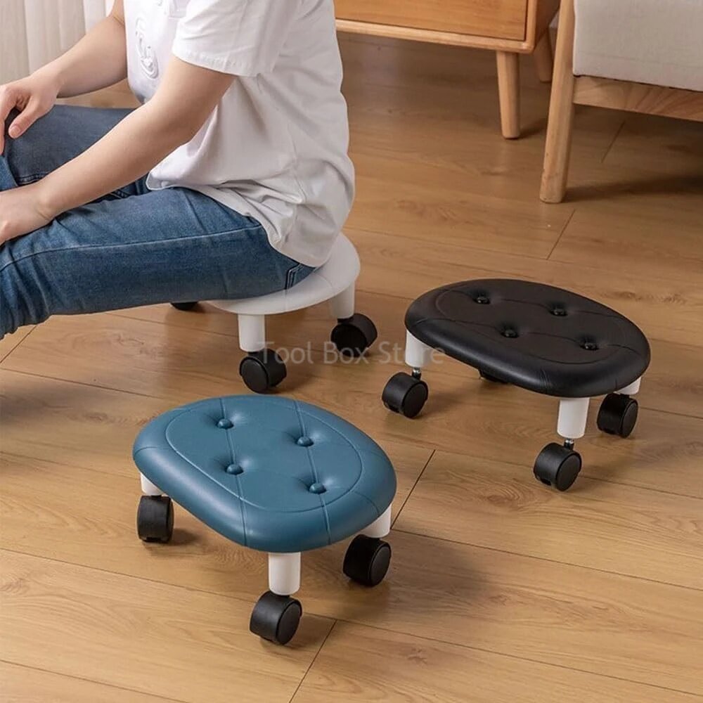 Табурет на колёсиках Blue, искусственный, вращающийся, 3,5x26x15 см