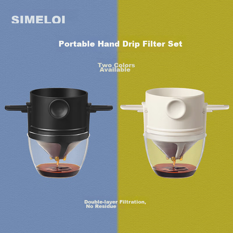 SIMELO Moka Coffee Filter, Coffee Filter Cup, Pour-Over Coffee Maker, Coffee Funnel Filter Set, Black