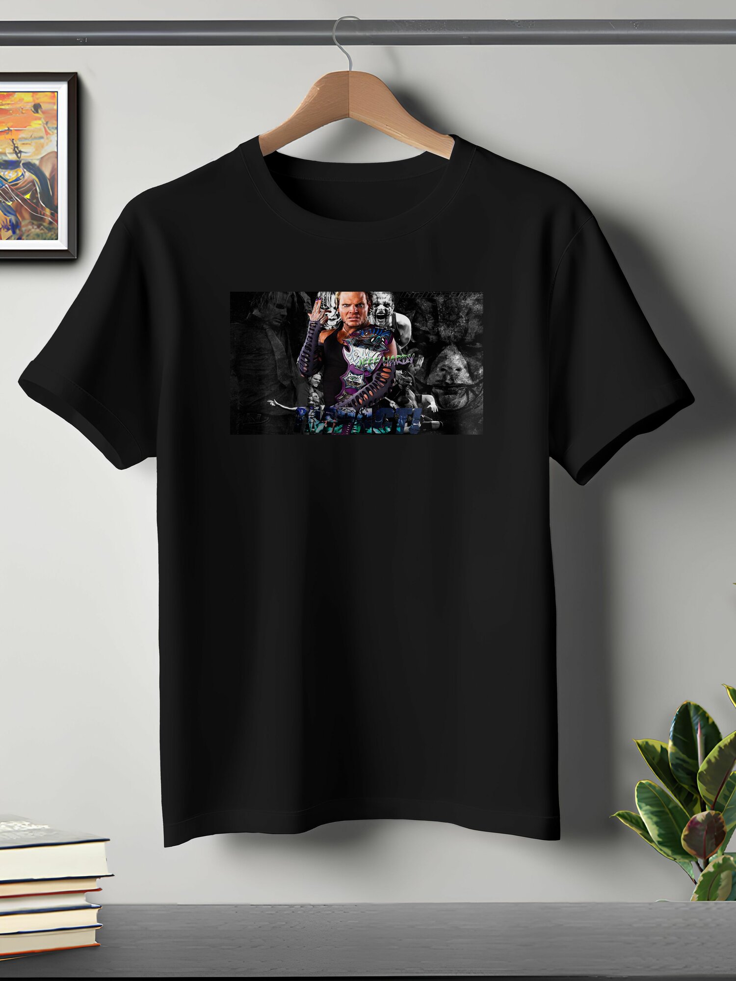 Футболка ONEQ унисекс 46-48 (M) размер с принтом Джефф Харди, черная