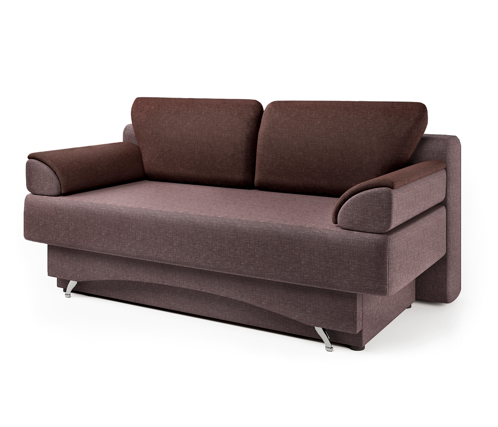 Диван-кровать Шарм-Дизайн Евро 130х190 см, диван раскладной, еврокнижка, прямой, рогожка, цвет латте и шоколад