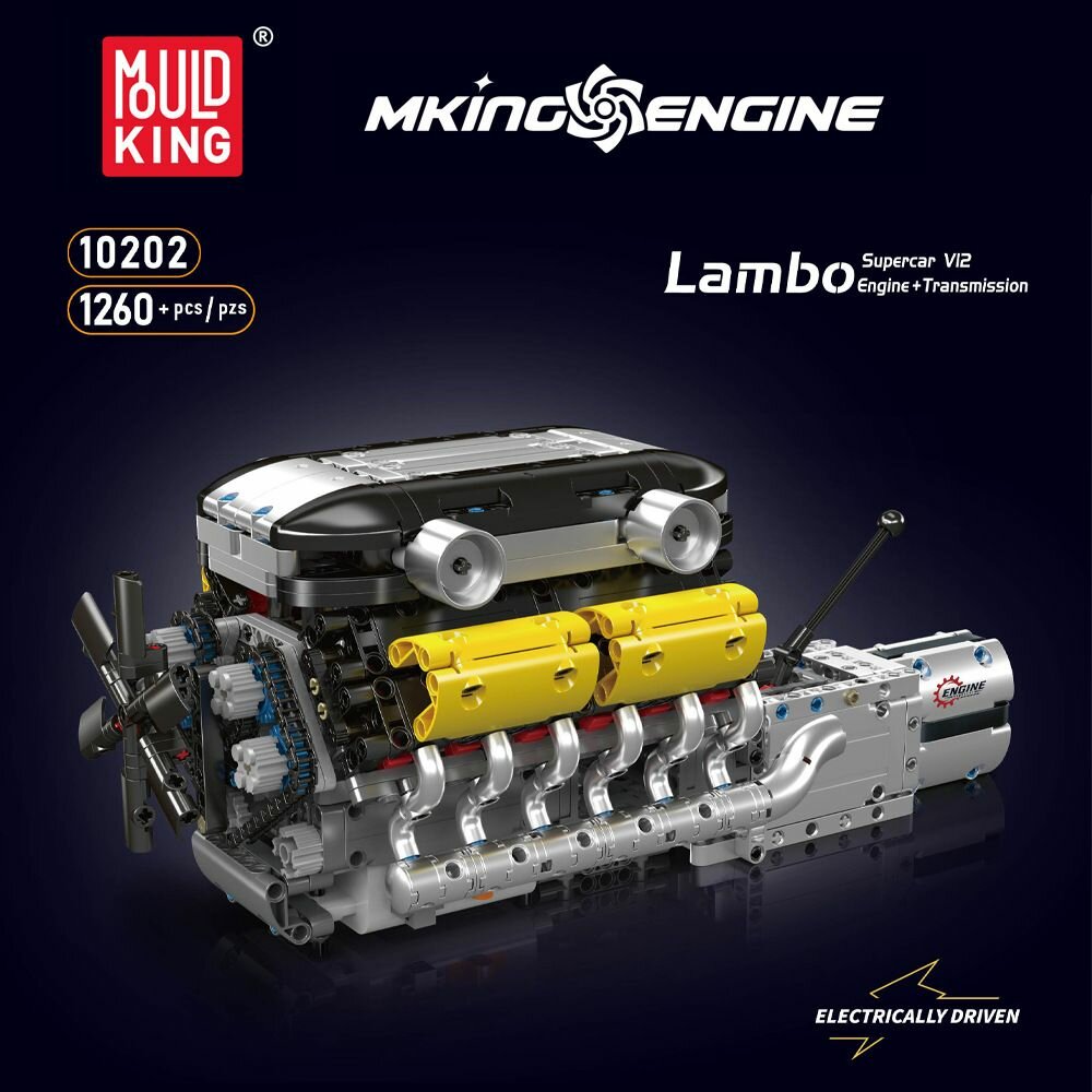 MOULD KING 10202 LamBo V12 Двигатель суперкара, подарок для мальчика, коллекционная модель строительных блоков