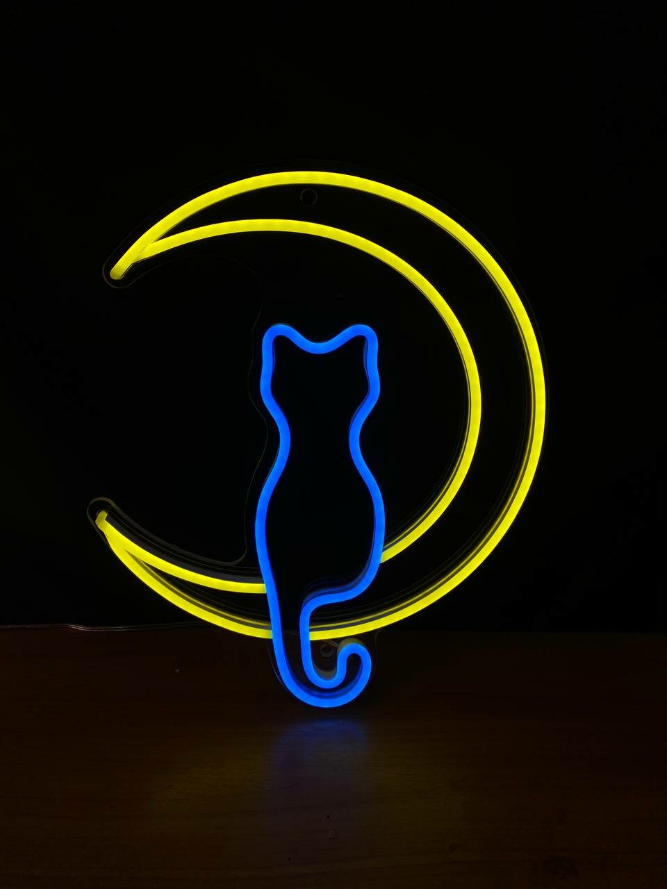 Неоновая лампа Кот на луне / Размеры: 290х350 мм