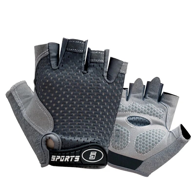 Детские перчатки на полпальца для занятий спортом на открытом воздухе детские велосипедные защитные Нескользящие дышащие тонкие перчатки для мальчиков и девочек на весну и лето Серый, М, gray