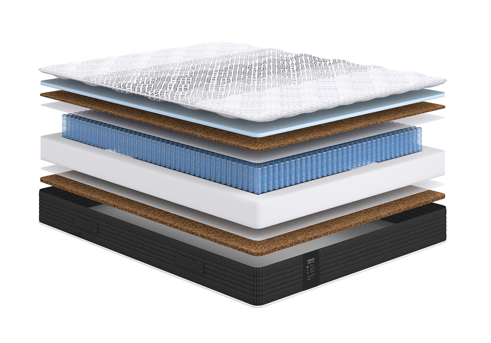 Матрас Сонум Gros Optima 80х190 высота 24 см анатомический жесткий средней жесткости кокосовый Независимые пружины