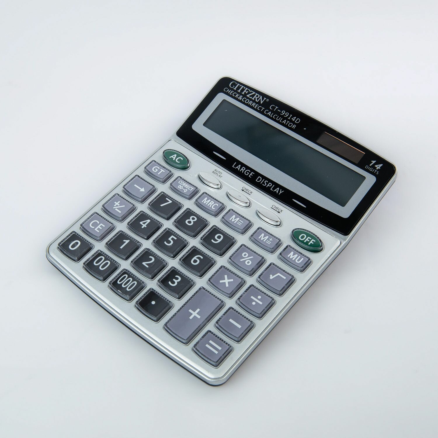 Калькулятор MiKSiK GT, научный, серый, 14 разрядов, питание от батарейки