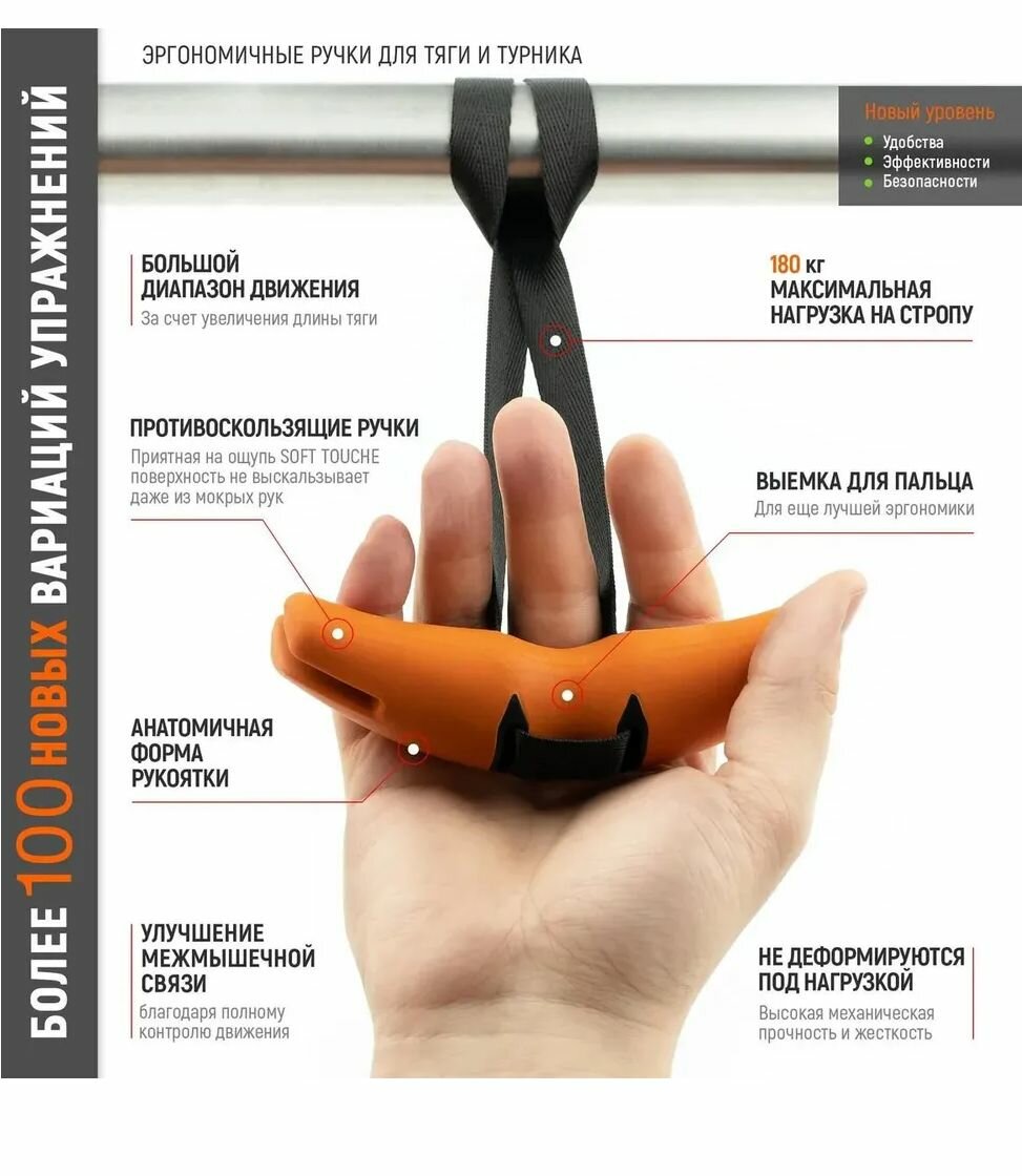Эргономичные рукоятки для тренажеров и подтягиваний /Гимнастические кольца для турника подвесные