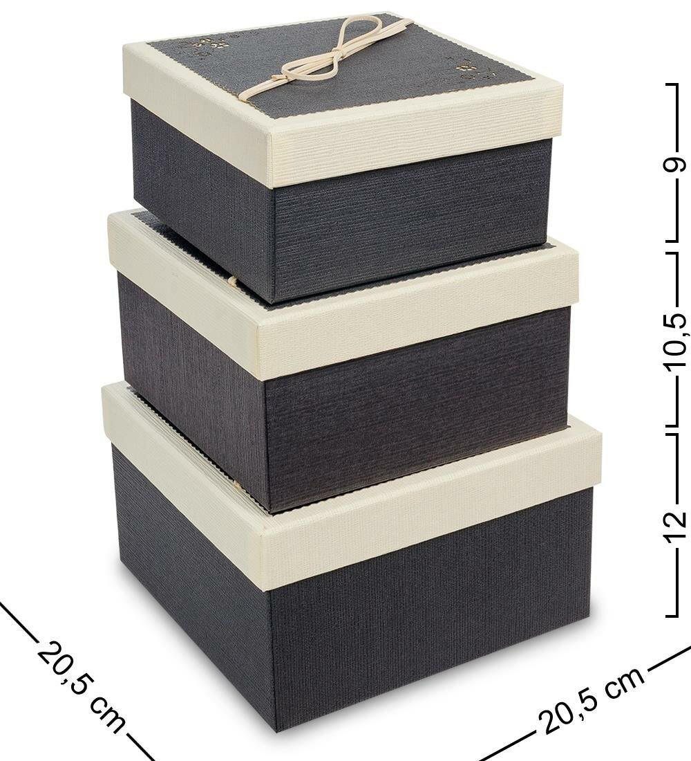 Набор коробок из 3шт "Квадрат" цв. графитовый WF-81-A Packing Symphony Финляндия Картон, бумага