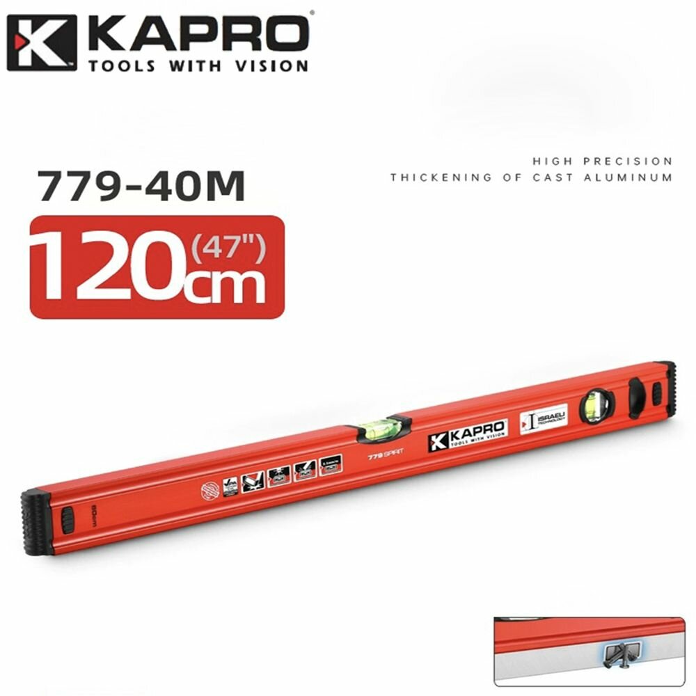 Kapro 779M SPIRIT 120 см магнитный строительный уровень брусковый