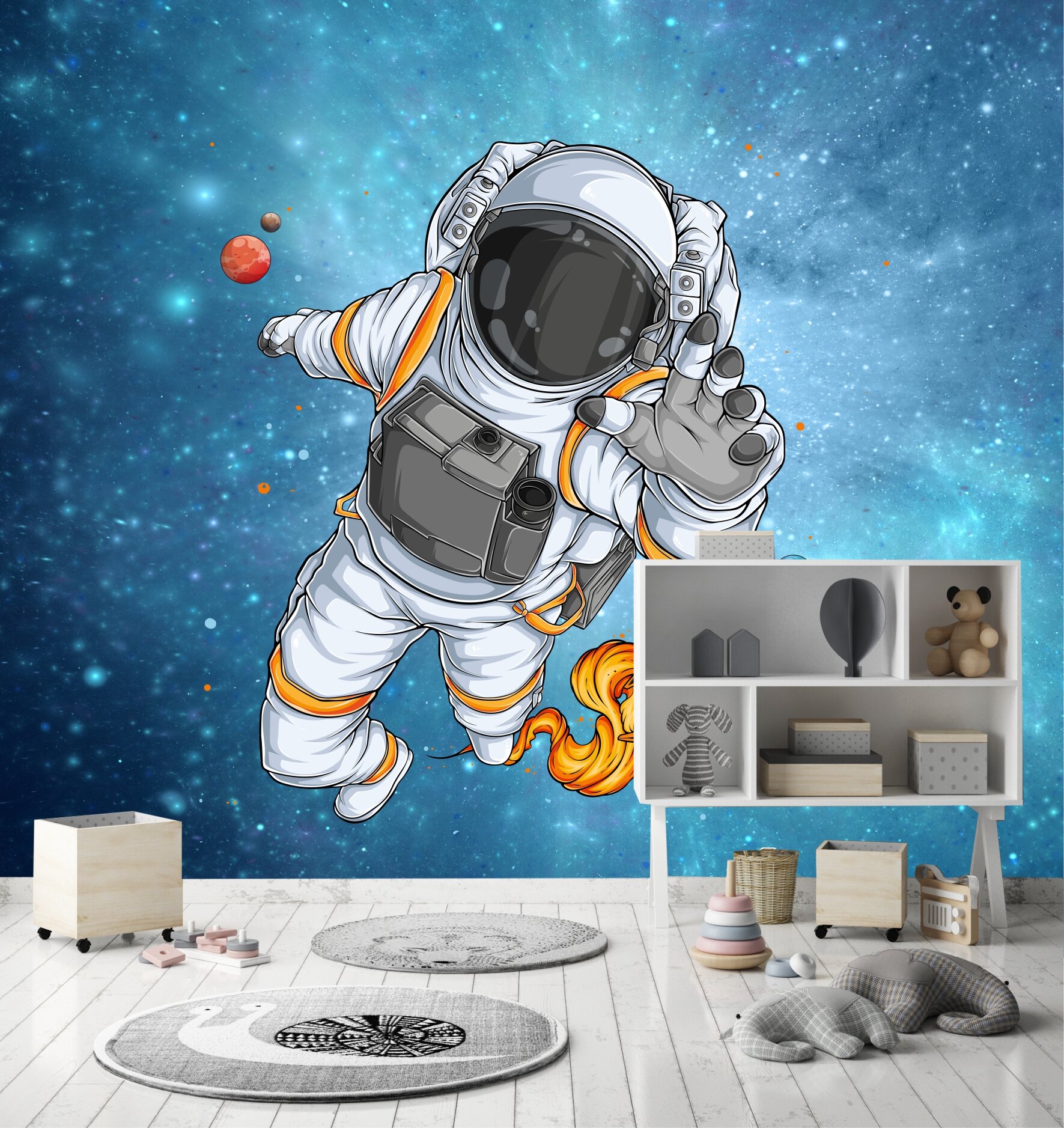 Фотообои флизелиновые на стену Dekor Vinil "Астронавт в космосе" 300х270 см для детской, для мальчика