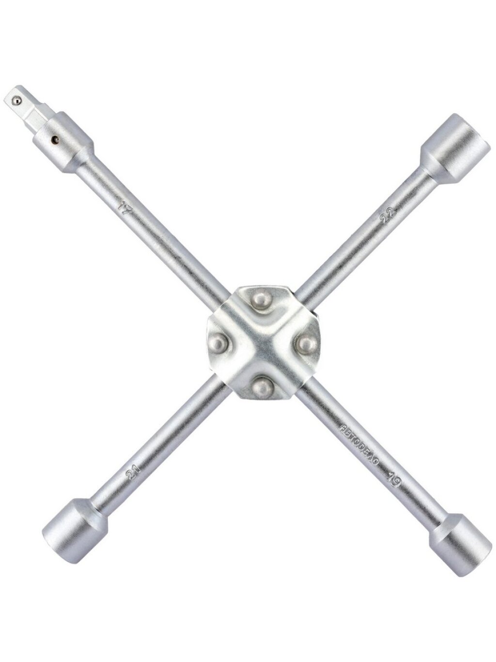 Ключ баллонный крестовой (17, 19, 21, 22) "АвтоDело" (усиленный, с переходником 19 мм)