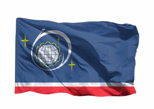 Флаг Королёва на шёлке, 70х105 см для ручного древка