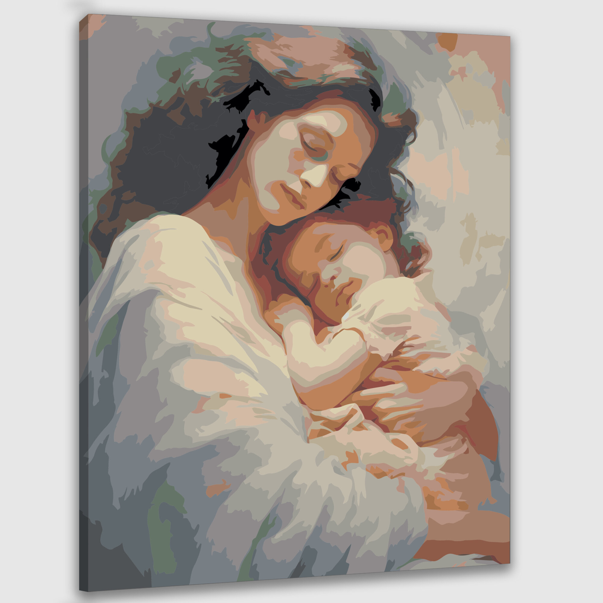 Картина по номерам 40x50 см, картина маслом, материнство, радость, мать, новорожденный ребенок, любовь, довольство