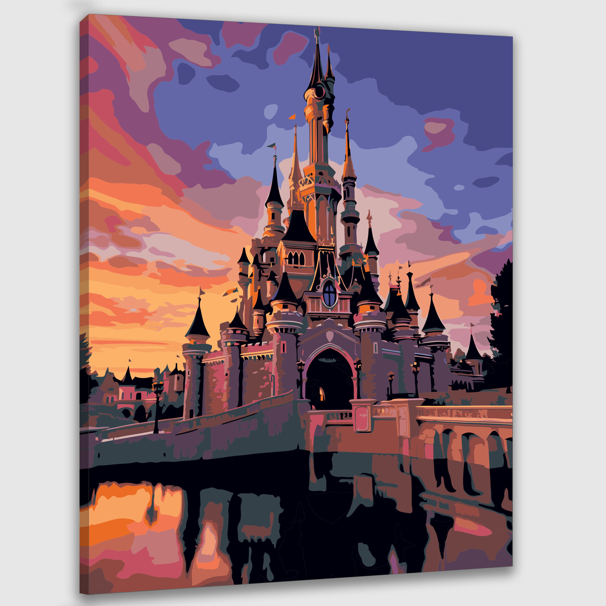 Картина по номерам 40x50 см, картина, фотография, забытый замок, голубой час, силуэт, синее небо, замысловатые детали