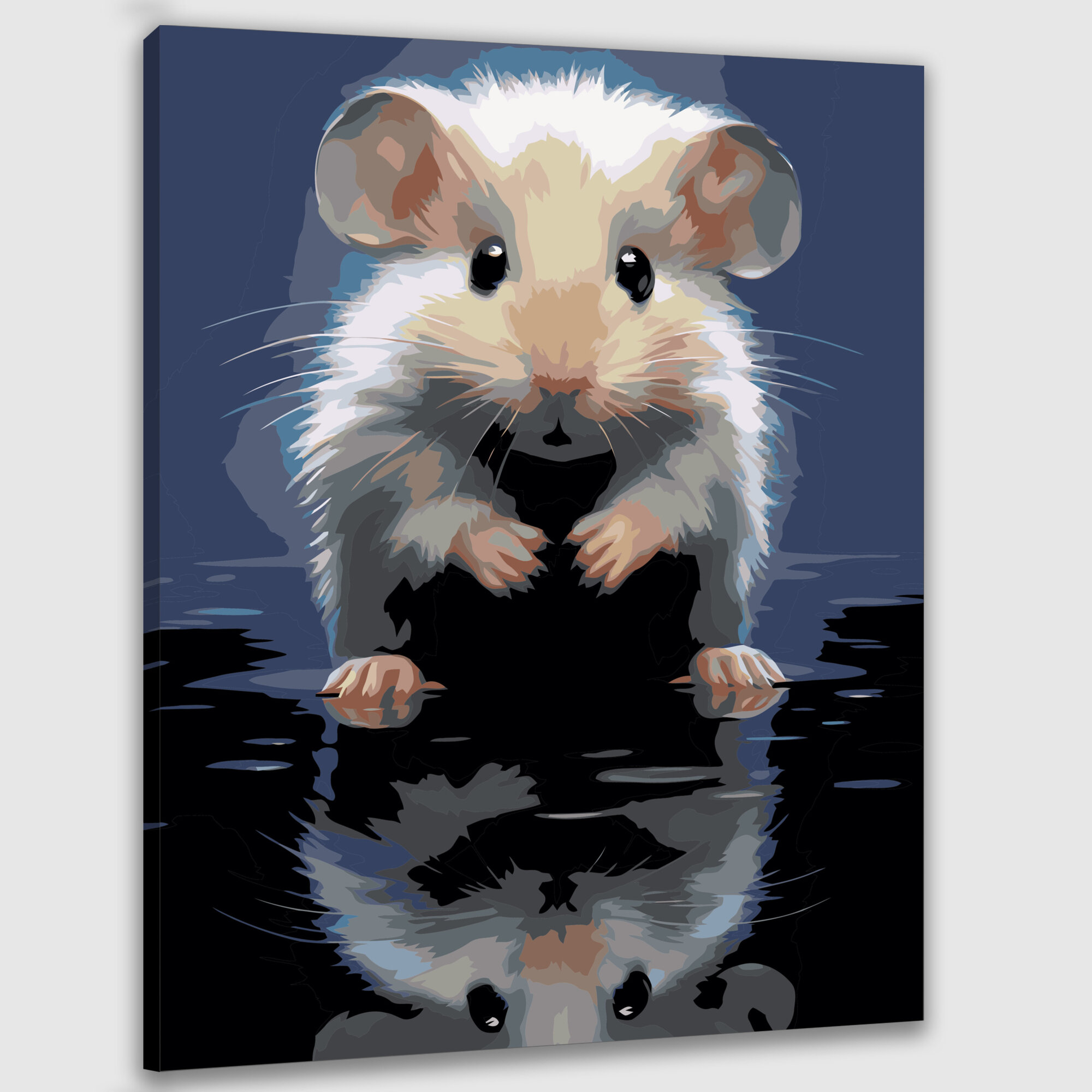 Картина по номерам 40x50 см, цифровая картина, хомячок, задумчивый взгляд, лапки, отражающая поверхность