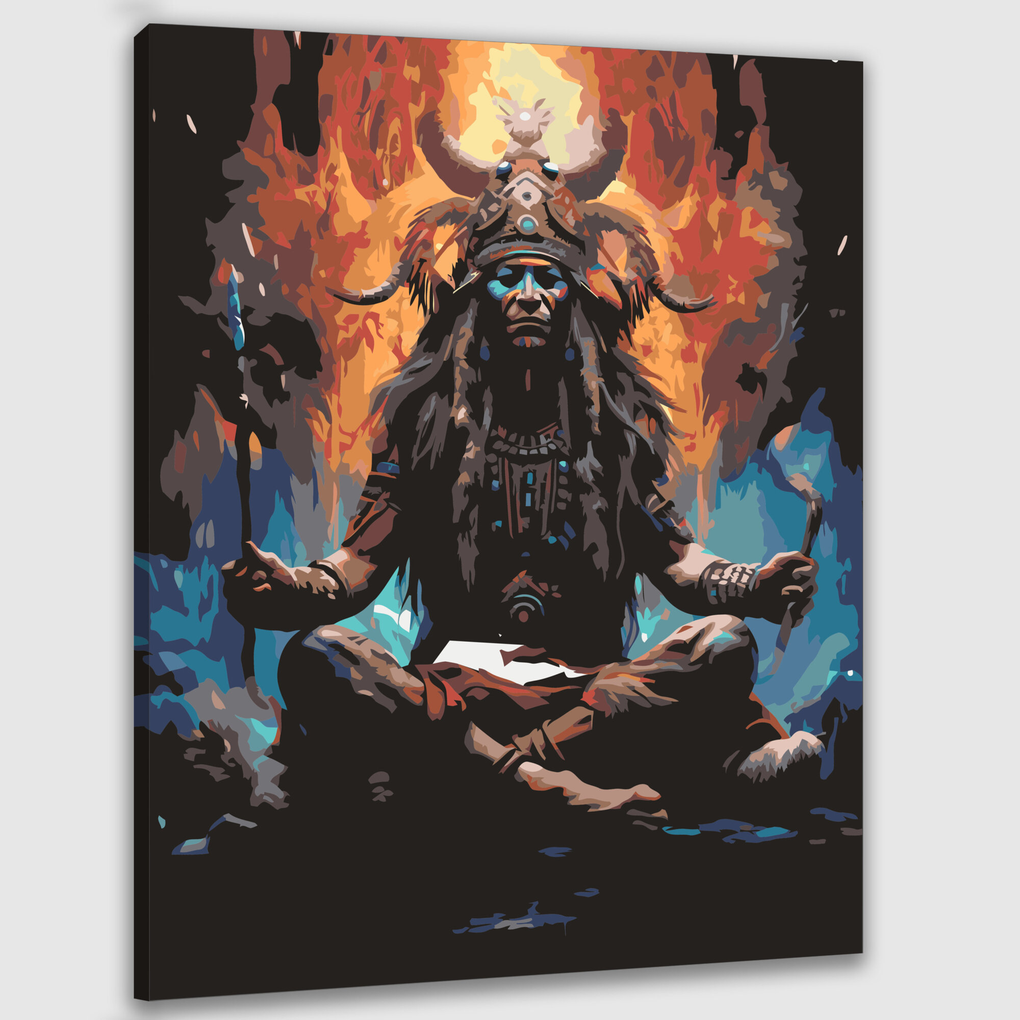 Картина по номерам 40x50 см, шаман, медитация, эфирные энергии, мистические символы, духовное царство, просветление