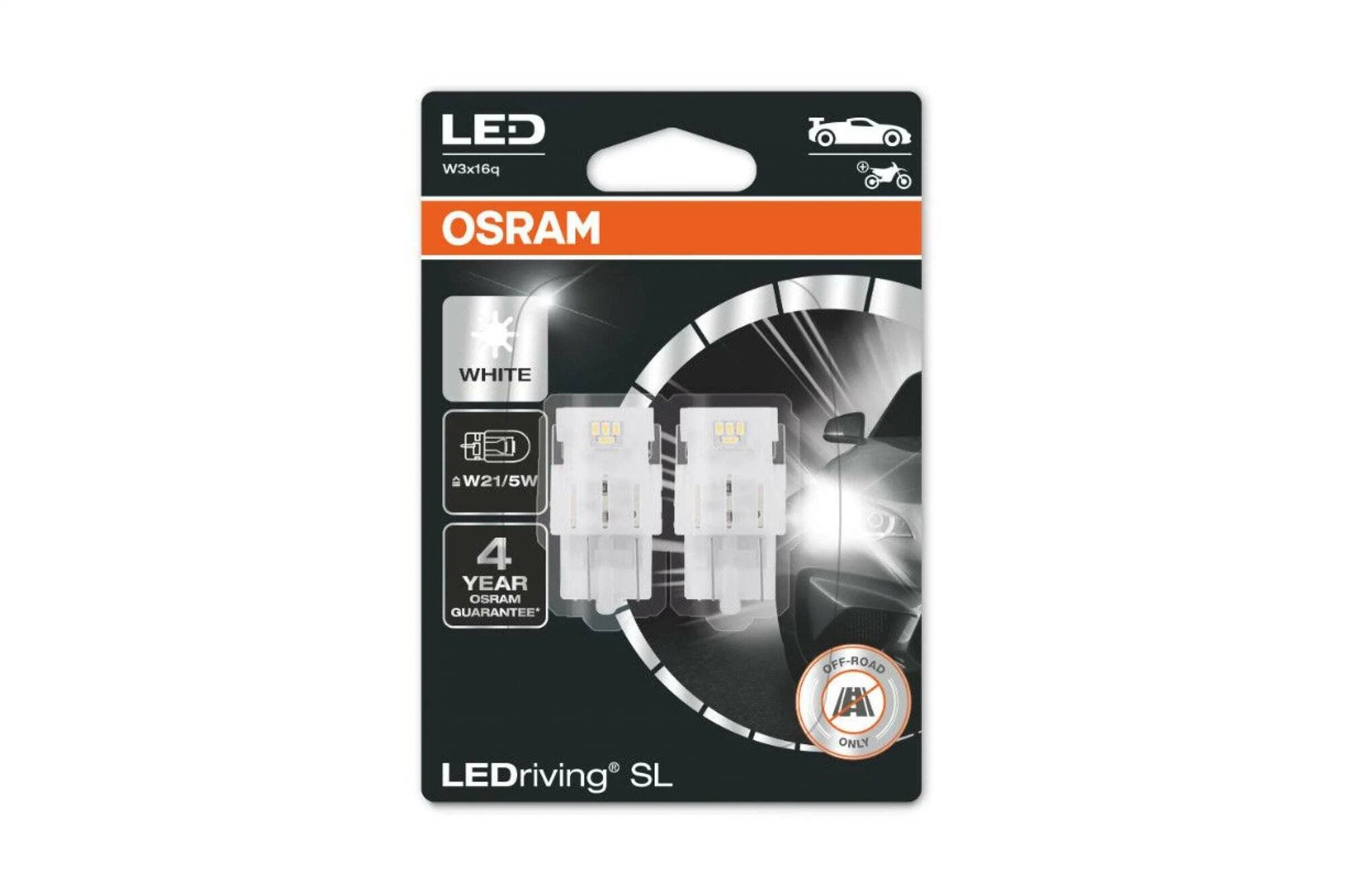 Лампа автомобильная светодиодная OSRAM LEDriving SL 7506DRP-02B P21W 12V 1.4W RED BA15s 1000K 2 шт.