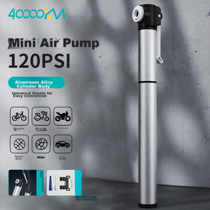 40,000 Km Pedal Air Pump Bicycle Electric Bike Home Car Foot Pump High Pressure Gauge