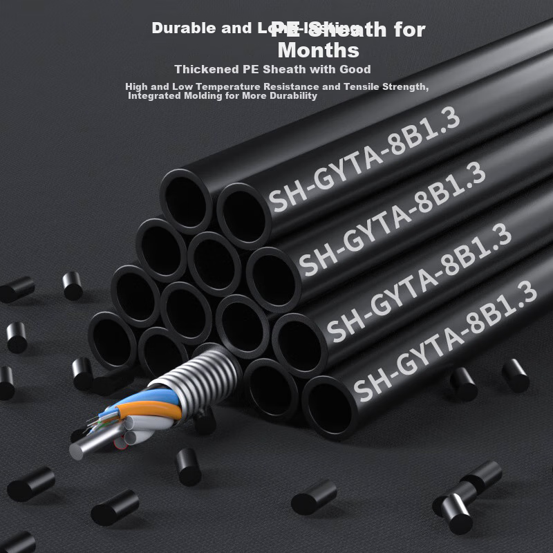 SUHAO (SUHAO) GYTA Outdoor Fiber Optic Cable Telecommunication Grade National Standard Cable 8 Core Cable 1 Meter Layer Twisted Single Mode Armored Cable Outdoor Fiber Optic Cable SH-GYTA-8B1.3