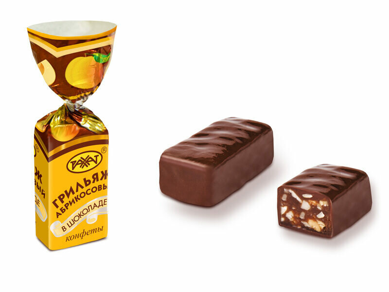 Конфеты грильяжные рахат "грильяж абрикосовый В шоколаде", 1 кг