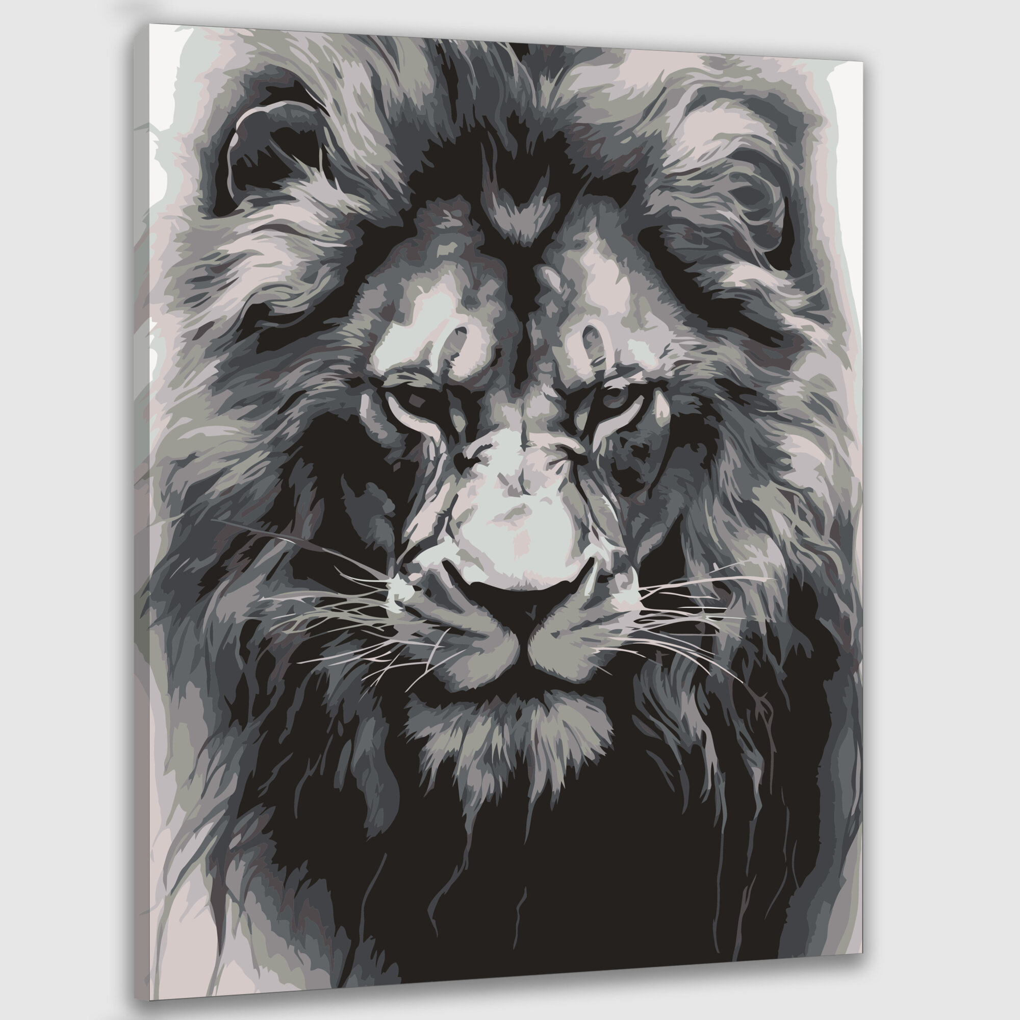 Картина по номерам 40x50 см, львиная морда, угольный набросок, интенсивность, мощь, африканский хищник