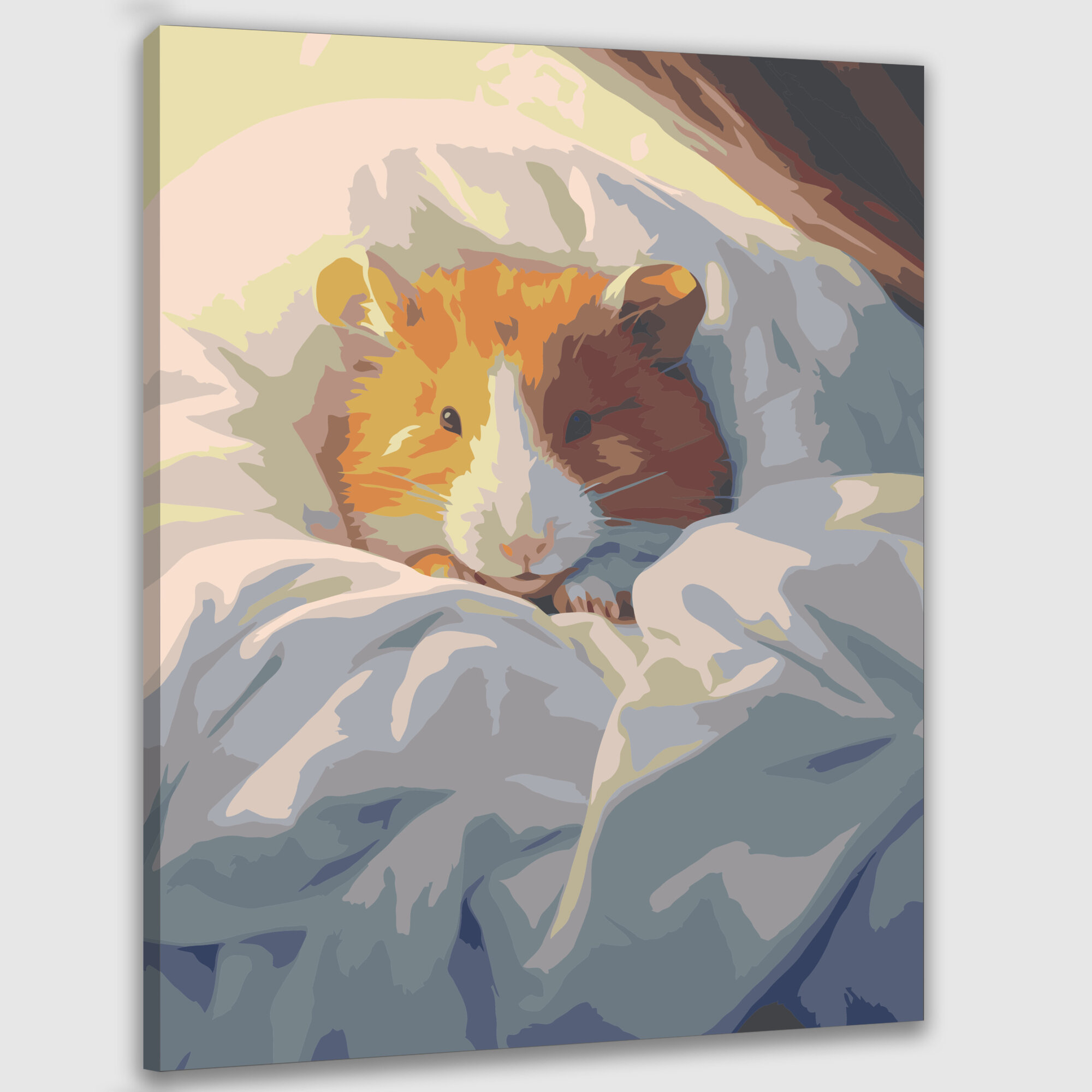 Картина по номерам 40x50 см, акриловая картина, хомячок, подстилка, сон, солнечный свет, окно, мех, безмятежность